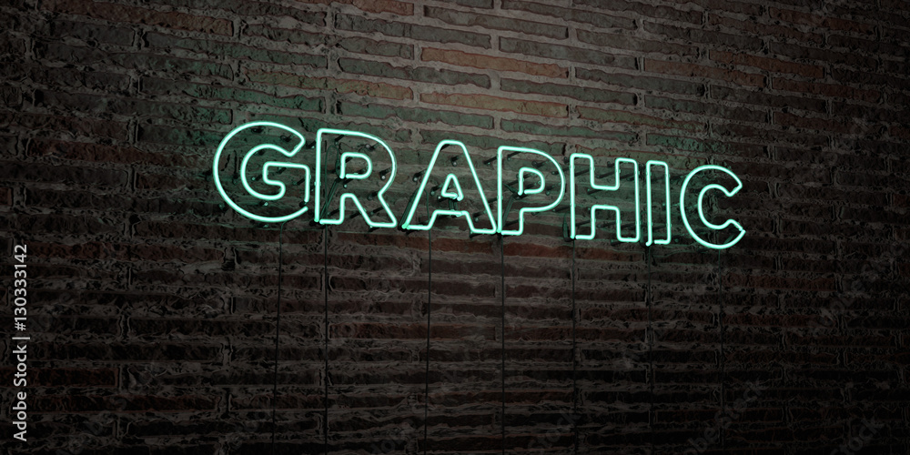 GRAPHIC -Realistic Neon Sign on Brick Wall background - 3D rendered ...