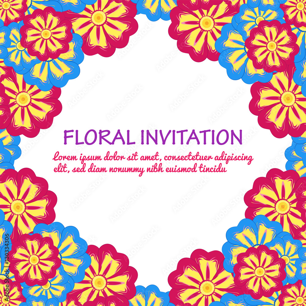 Invitation with floral background. Romantic vector illustration. Stock ...