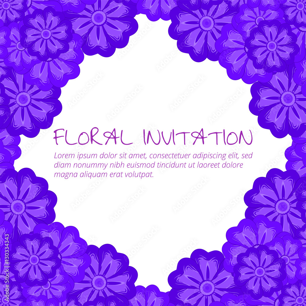 Invitation with floral background. Romantic vector illustration. Stock ...