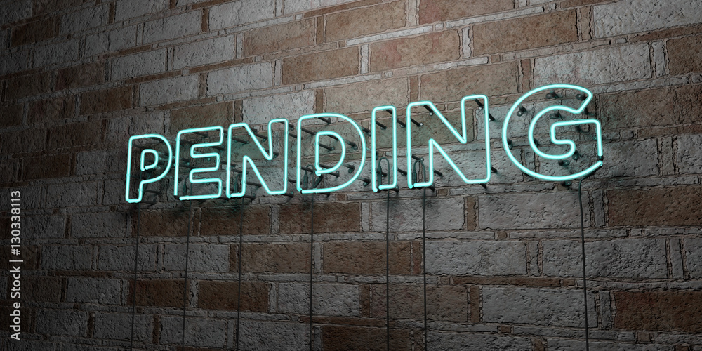 PENDING - Glowing Neon Sign on stonework wall - 3D rendered royalty ...