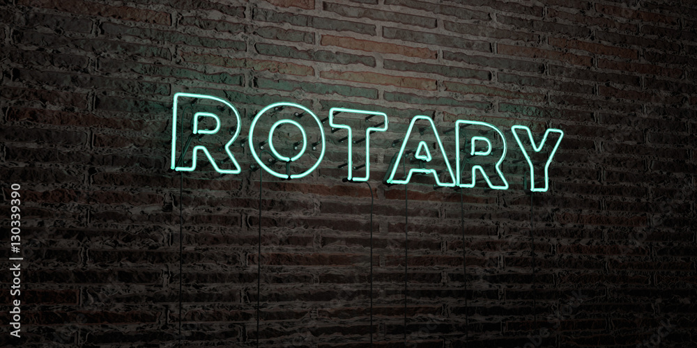 ROTARY -Realistic Neon Sign on Brick Wall background - 3D rendered ...