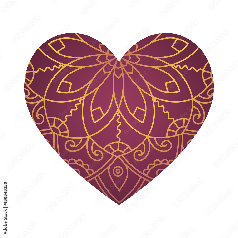 Vector drawing of a heart with a mandala pattern. Stock Vector | Adobe ...