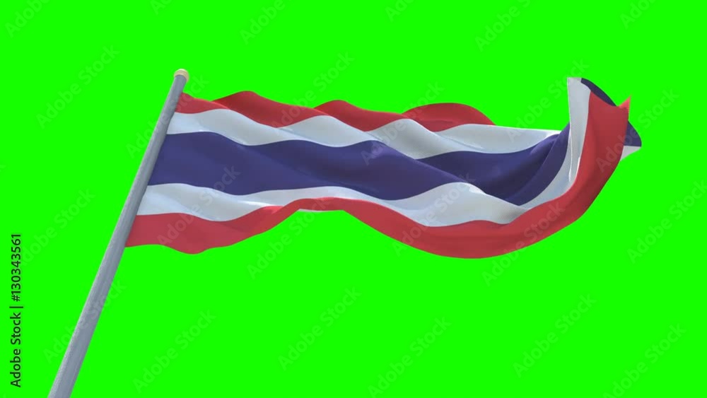 Thailand Flag On Green Screen Background , Seamless Loop Animation ...