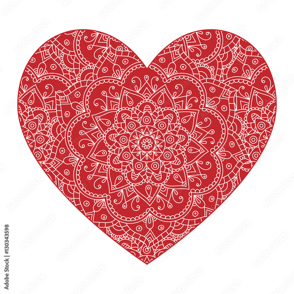 Vector drawing of a heart with a mandala pattern. Stock Vector | Adobe ...