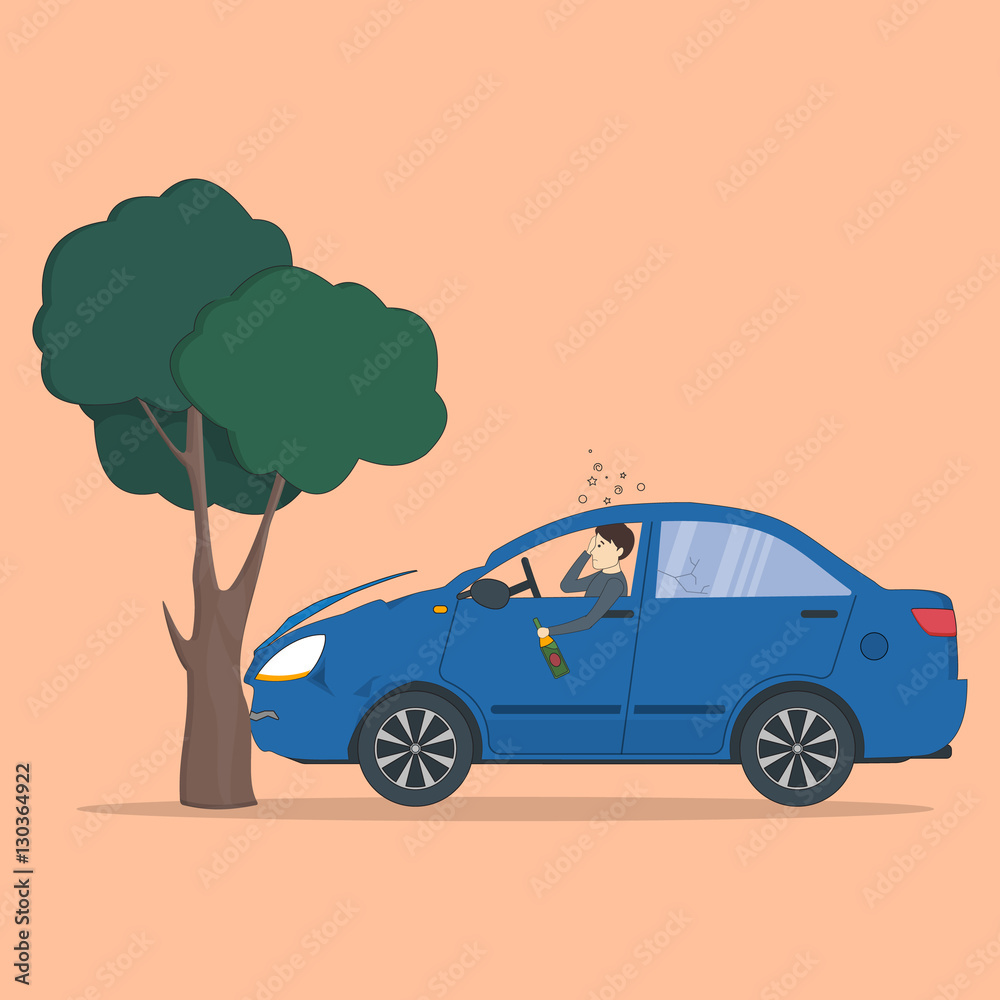 Drunk Car Crash Cartoon