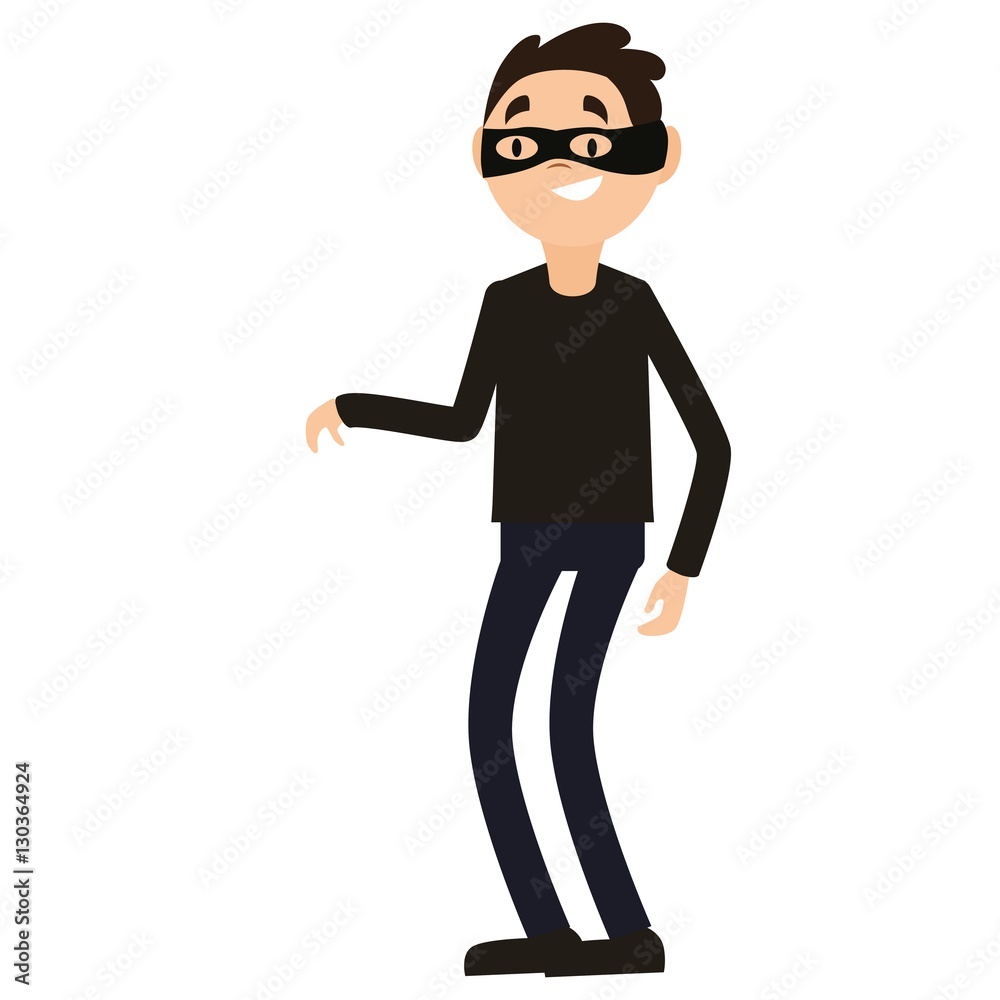 Funny cartoon Criminal Wearing black Mask vector de Stock | Adobe Stock