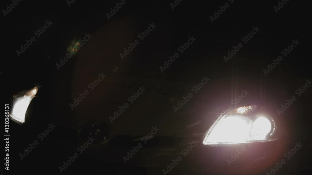 Police patrol car at night with included flashers of blue and red light ...