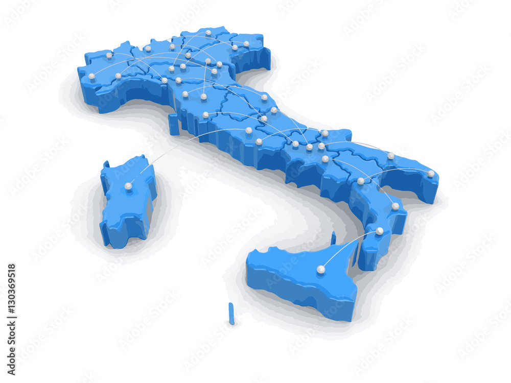 Map of Italy with flight paths. Image with clipping path. Stock Vector ...
