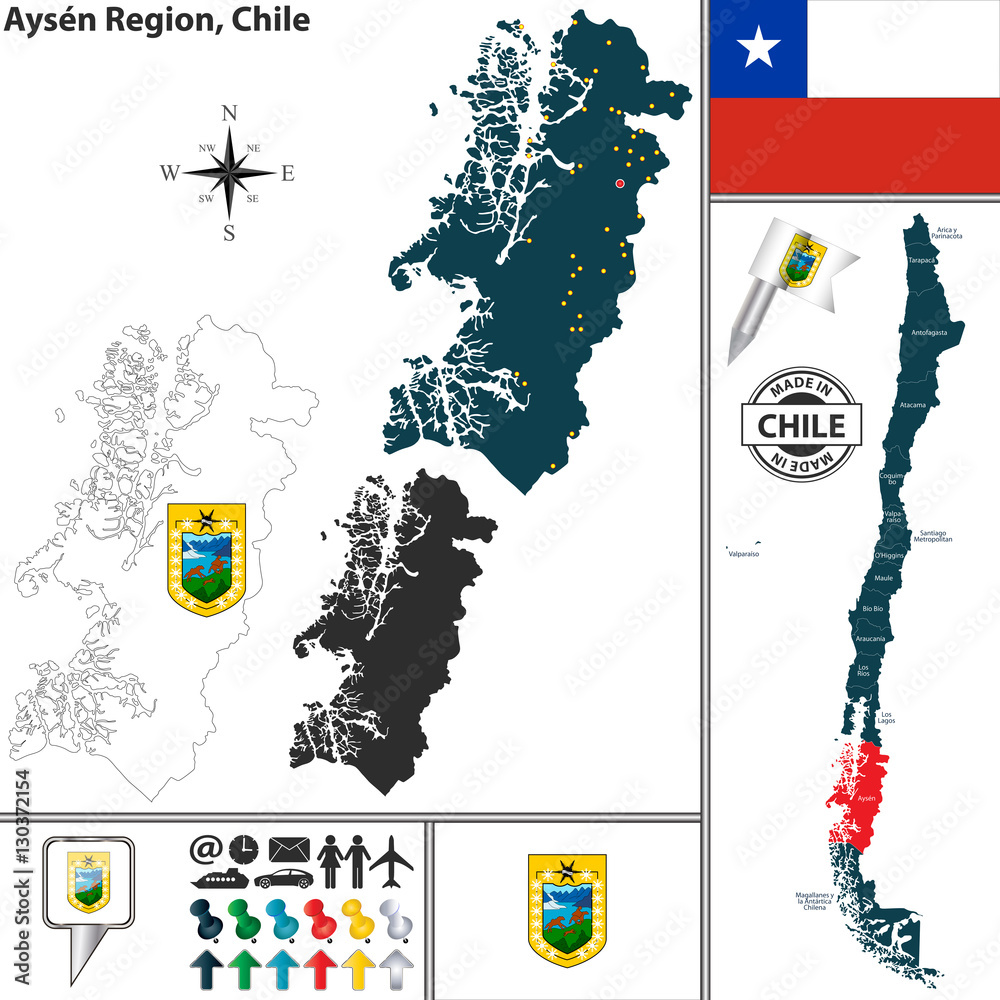 Poster Map of Aysen, Chile – Wall Art | UkPosters