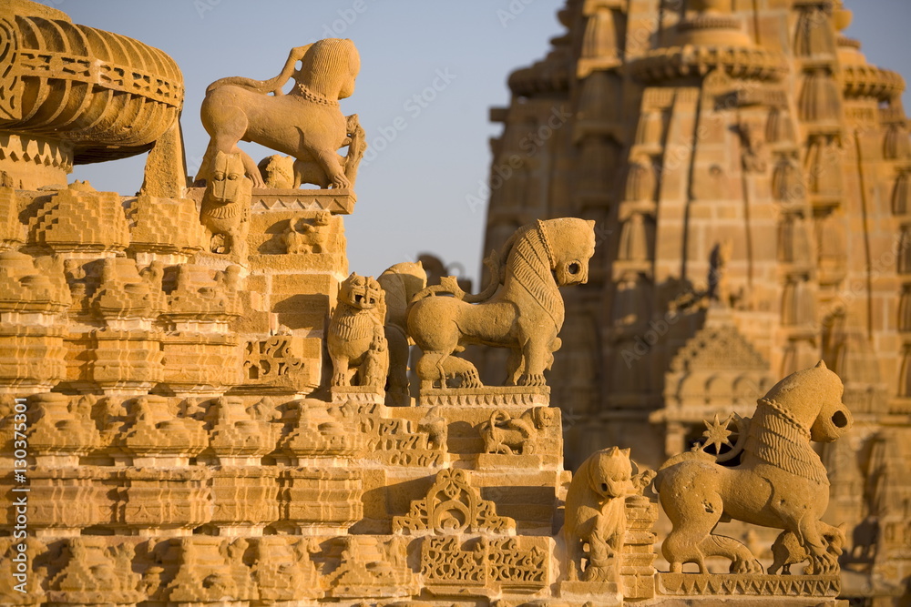 Jain Temple roof detail, Jaisalmer, Western Rajasthan Stock Photo ...
