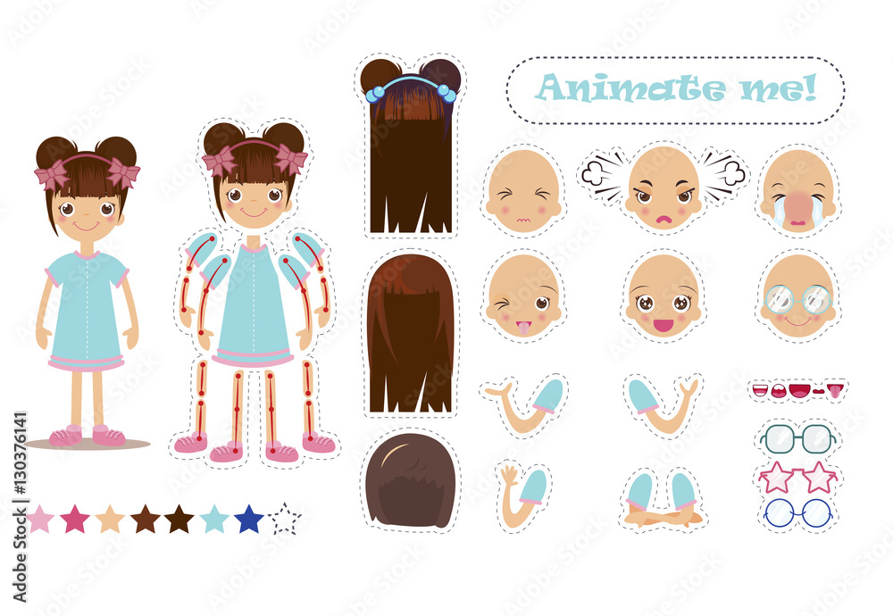 Character for animation. Pupil character for your scenes. Parts of body ...