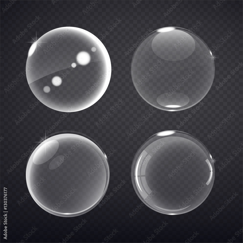 transparent balls. Buble on a transparent background. Vector ...