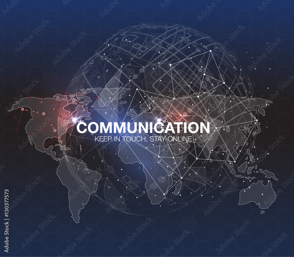 Polygonal world map. Global travel geography and connect, continent and ...