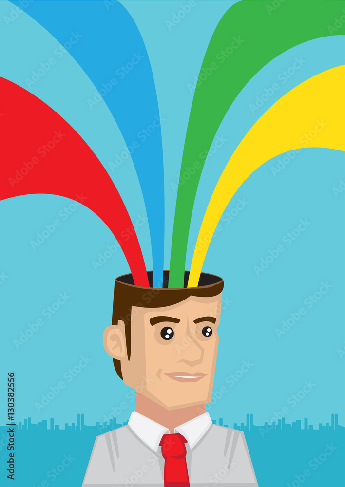 Rainbow Coming Out from Head Vector Illustration Stock Vector | Adobe Stock
