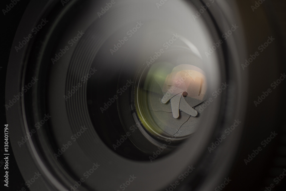 Camera Lens Close Up. DSLR Shutter Background. Stock Photo | Adobe Stock