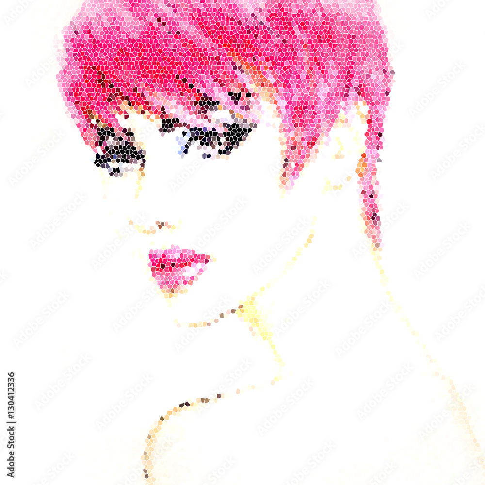 Woman portrait. Pixel art. Abstract illustration. Stock Illustration ...