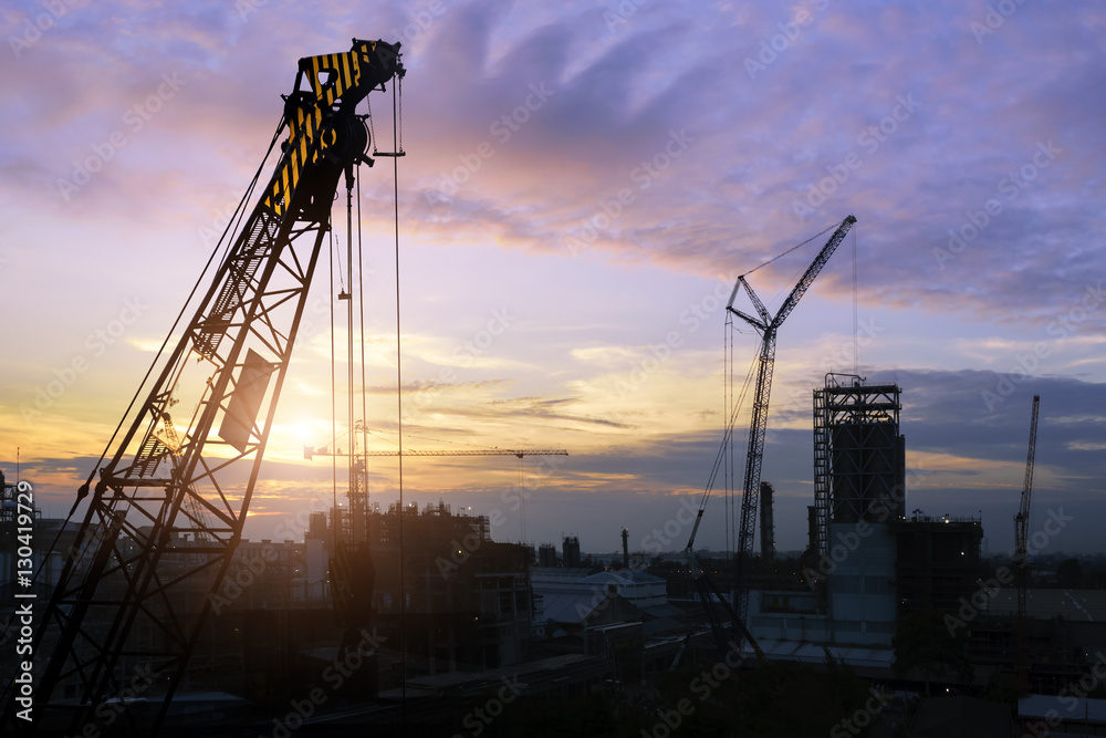 Construction site .Silhouette structural steel beam build large ...