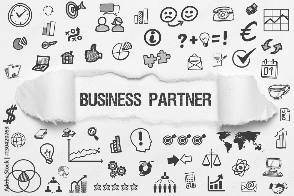 Business Partner / Papier mit Symbole Stock-Illustration | Adobe Stock
