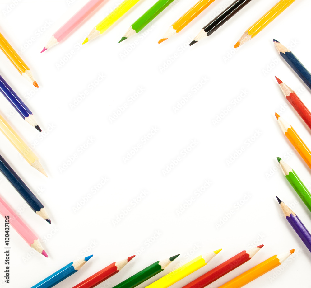 frame of colored pencils Stock Photo | Adobe Stock