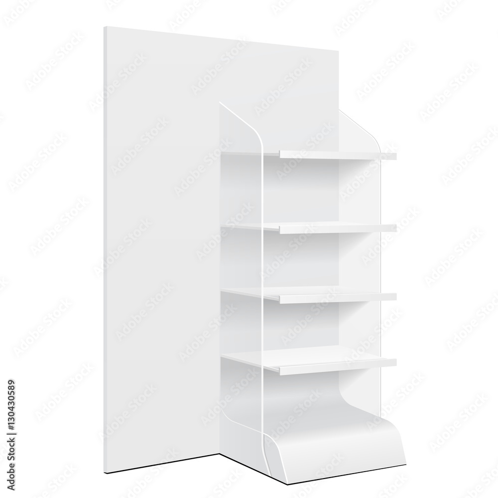 White Cardboard Floor Display Rack For Supermarket Blank Empty Displays ...