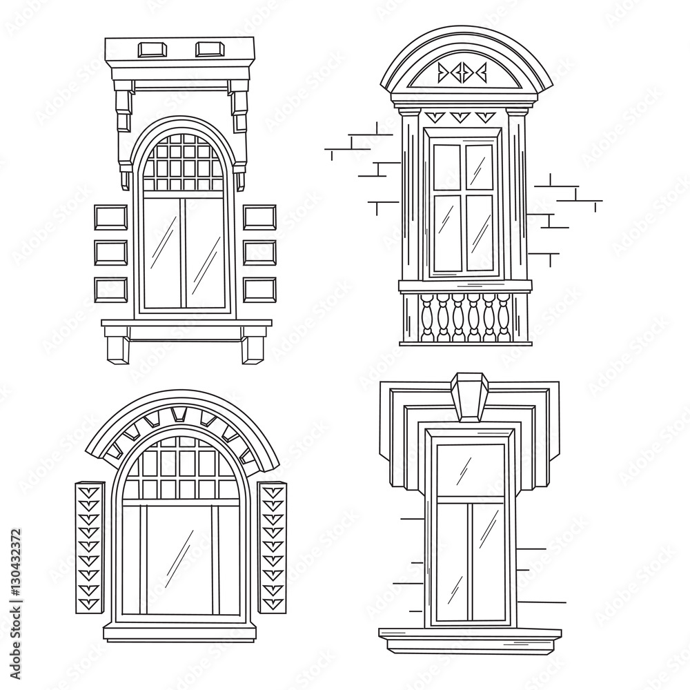 Set of retro windows. Art Nouveau. Art Modern. Jugendstil. A picture on ...
