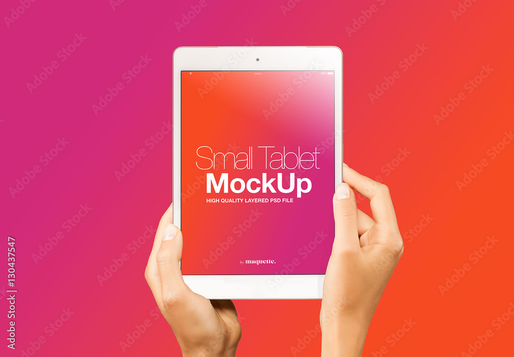 Hands with Tablet on Gradient Background Mockup 19 Stock Template ...