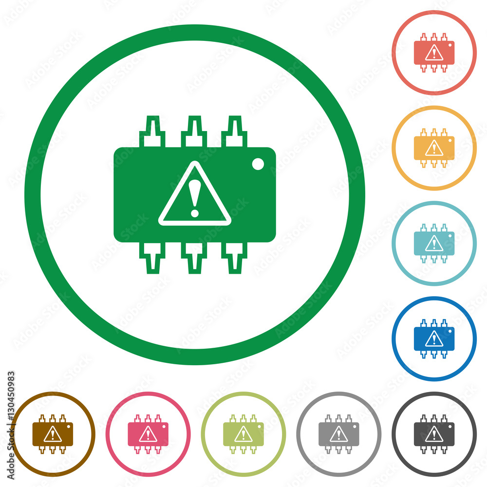 Hardware malfunction flat icons with outlines Stock-Vektorgrafik ...