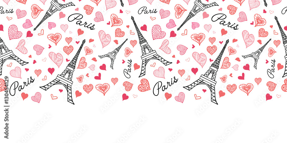 Vector Eifel Tower Paris Seamless Repeat Pattern Horizontal Border ...