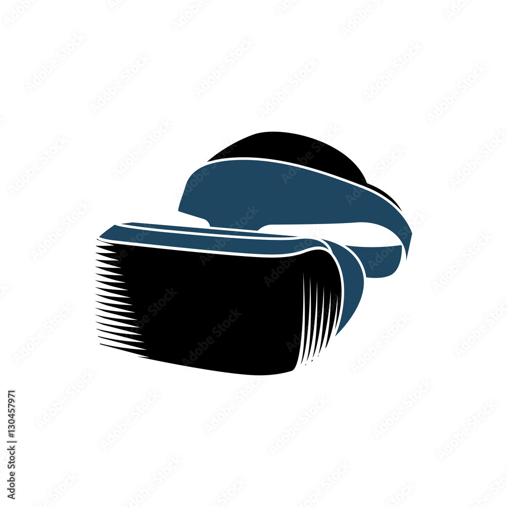 Isolated vr headset logotype on white background. Black color virtual ...