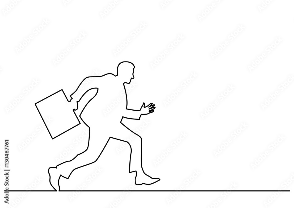 continuous line drawing of businessman running fast Stock Vector ...