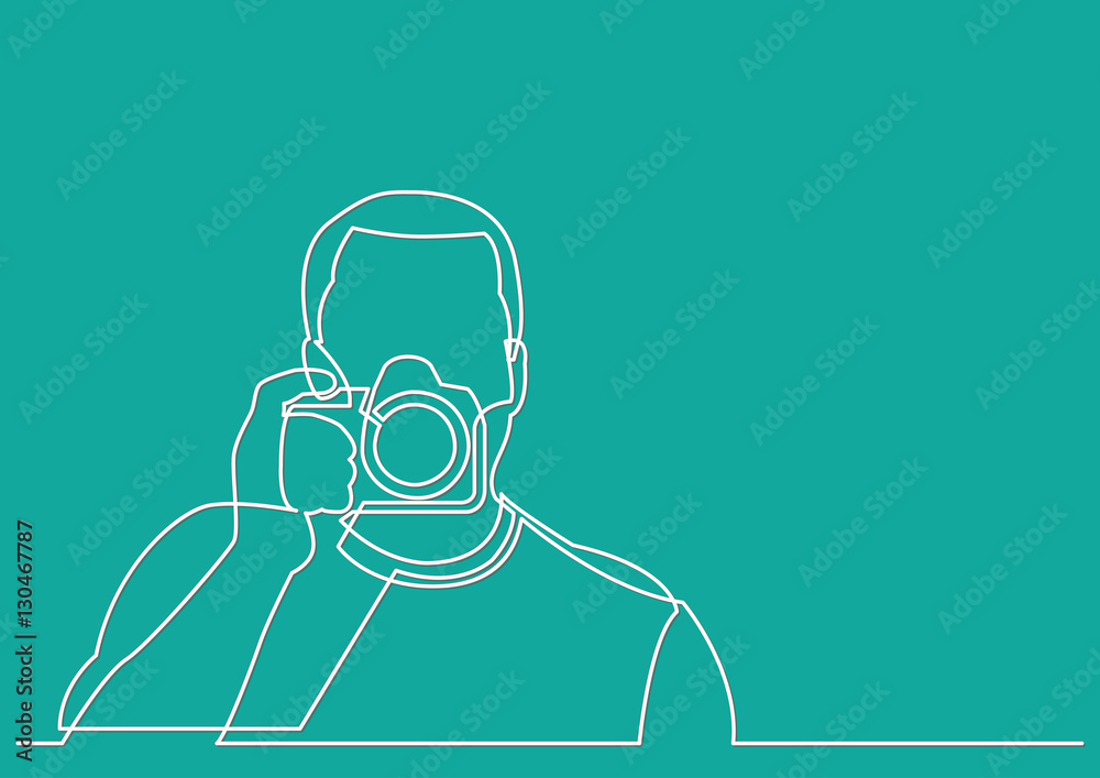 continuous line drawing of photographer holding camera Stock Vector ...