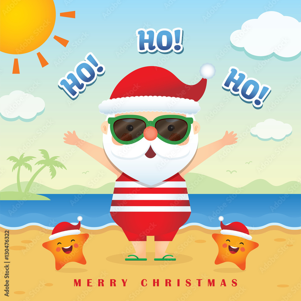 Merry Christmas greetings of cute cartoon santa claus wearing ...