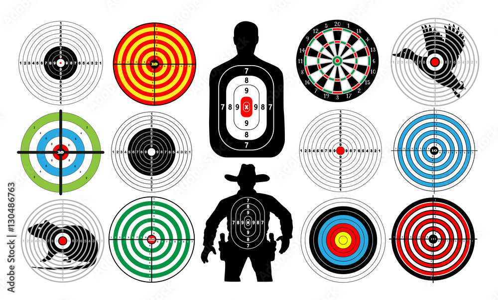 Poster Big set of targets isolated animals people cowboy man – Wall Art ...
