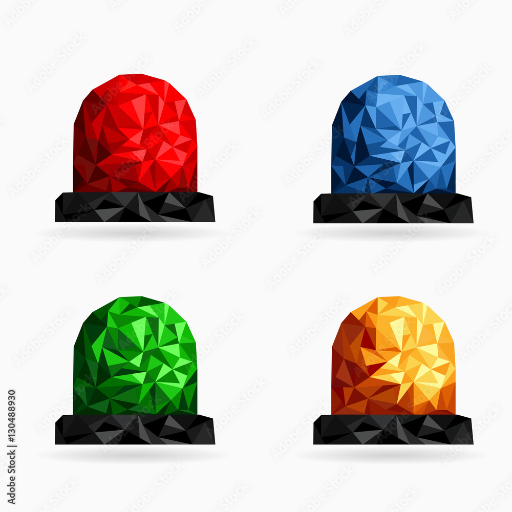 Police or ambulance flasher siren logo. Triangle style. Icons for alarm ...