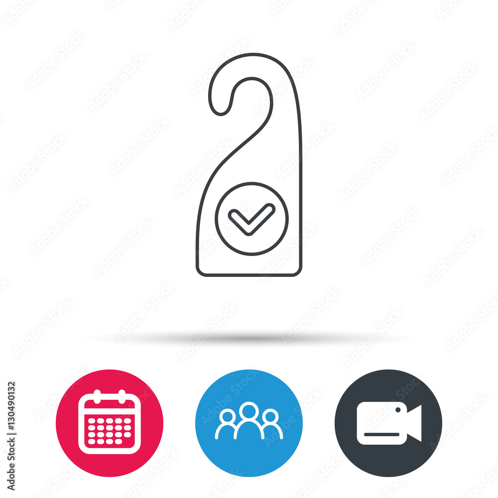 Vetor de Clean room icon. Hotel door hanger sign. Maid service symbol ...