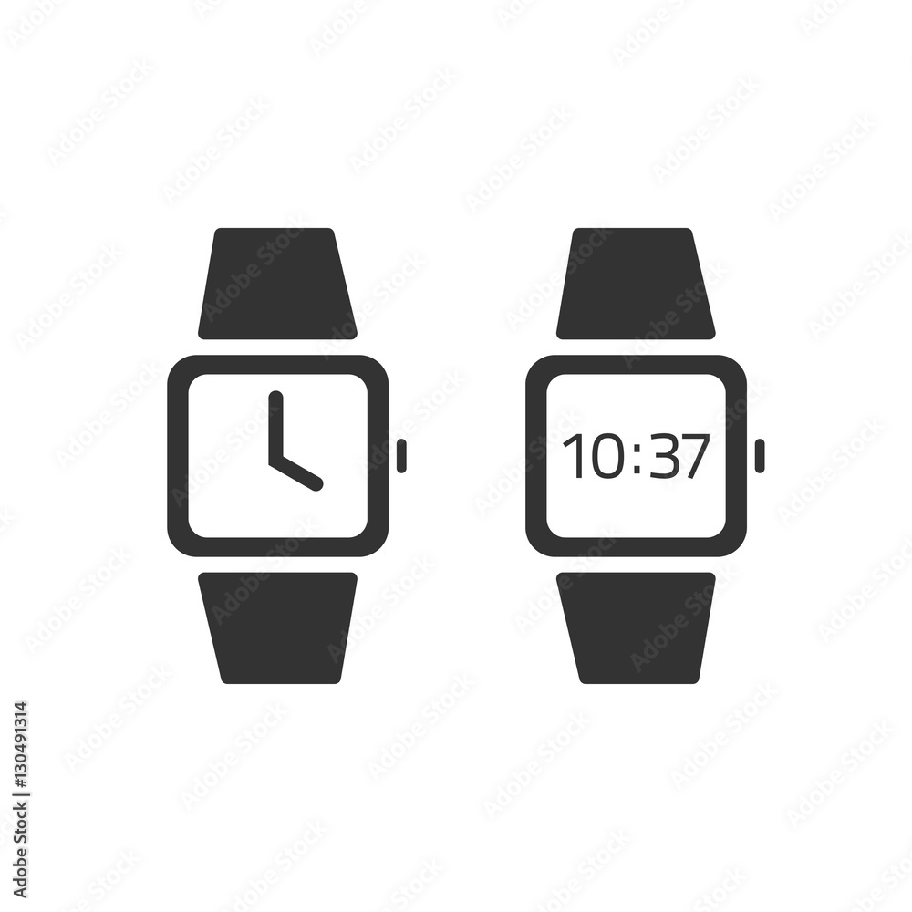 Vecteur Stock Watch icon vector isolated flat simple style, black and ...