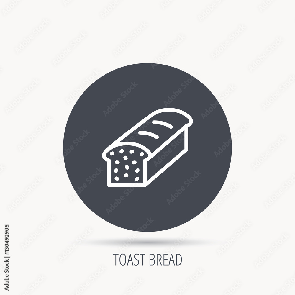 Toast icon. Sliced bread sign. Bakery symbol. Round web button with ...