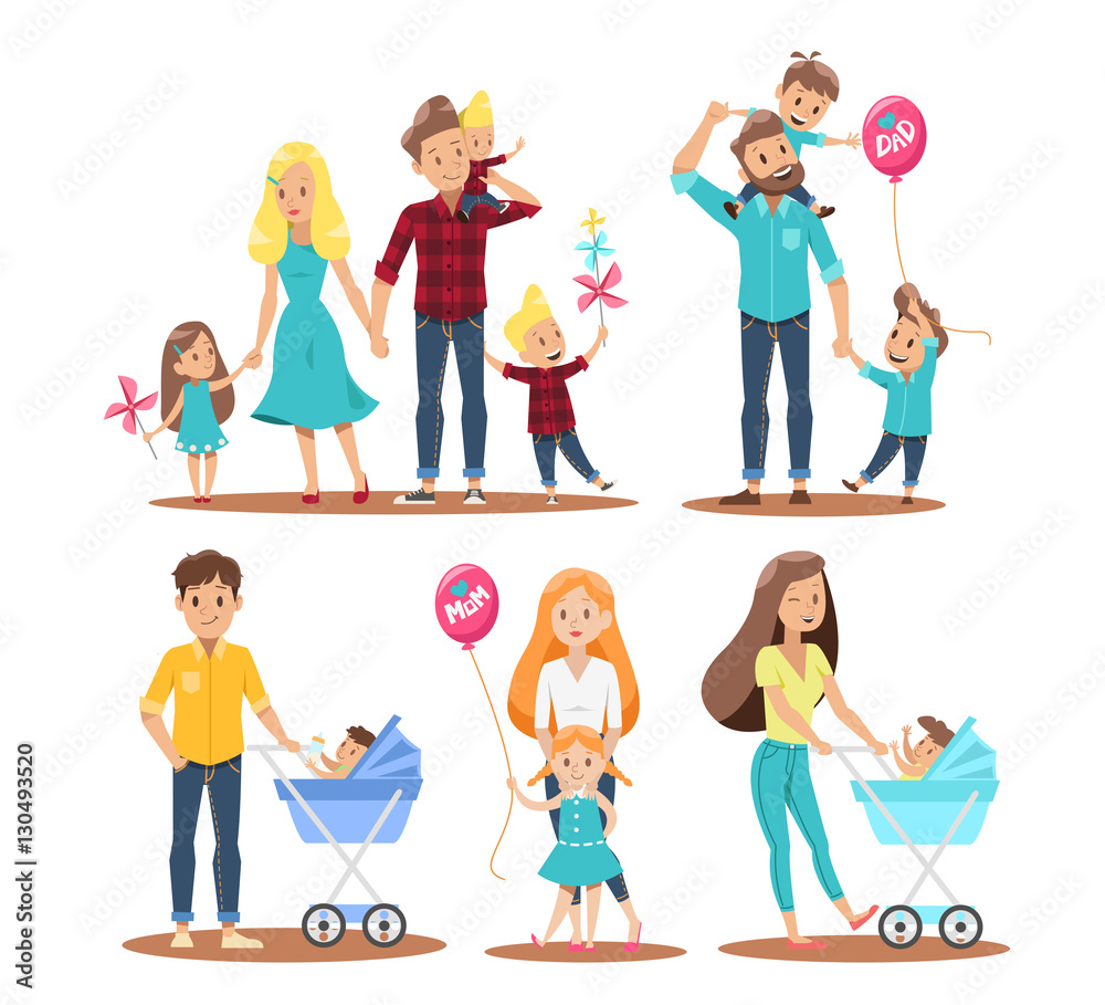 Happy family character design no2 Stock Vector | Adobe Stock