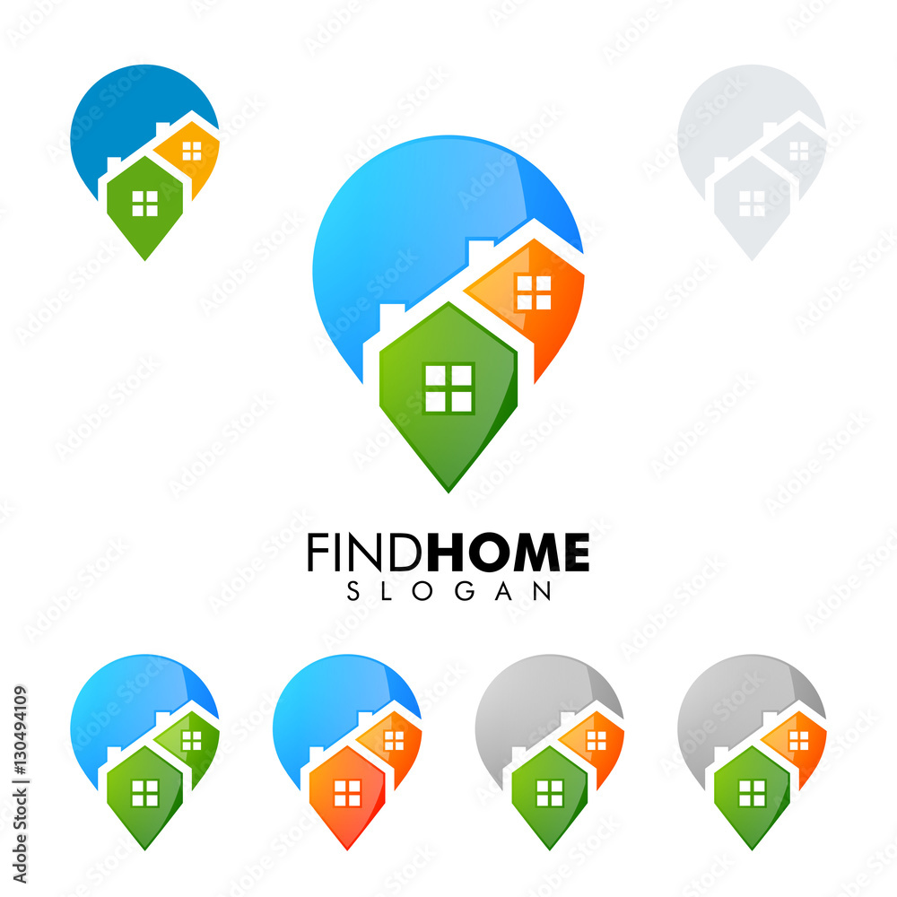 Home pin logo, represented real estate vector logo design Stock Vector ...