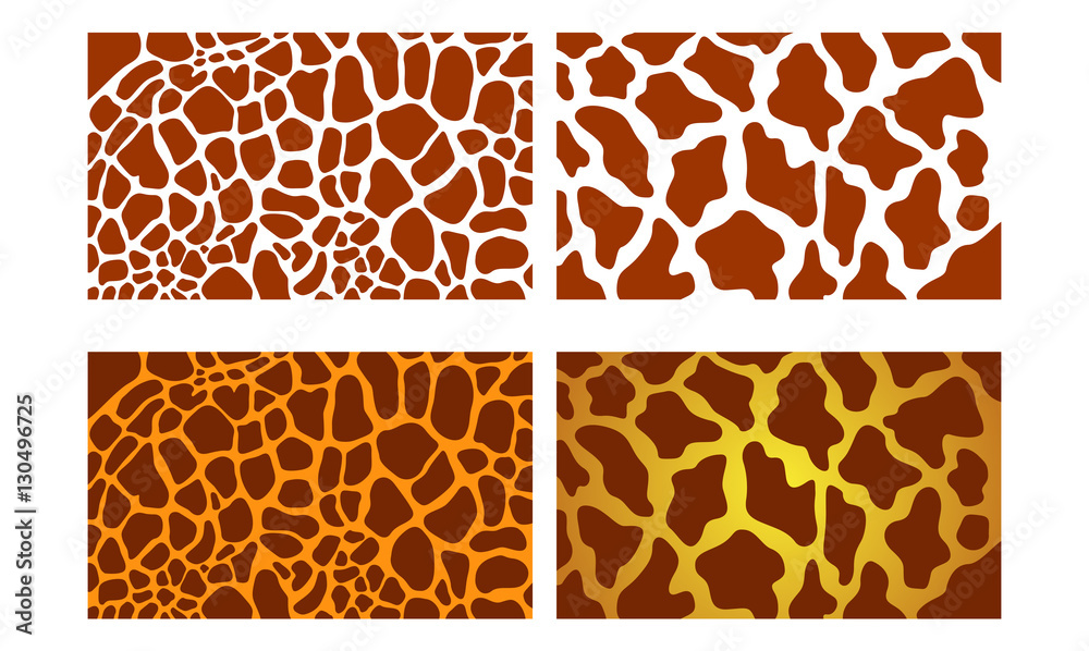 Seamless Giraffe Vector Skin Pattern Illustration Set Stock Vector ...