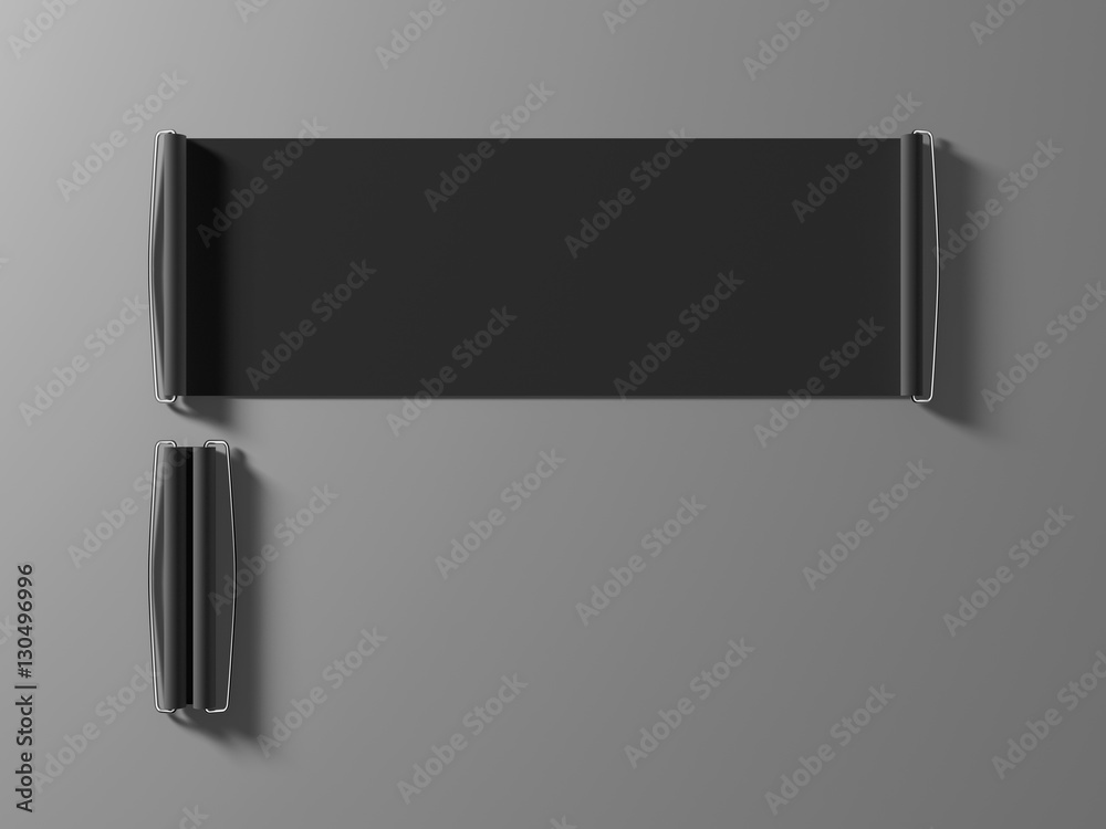 Blank black hand held banner mockup, 3d rendernig. Dark closed and ...