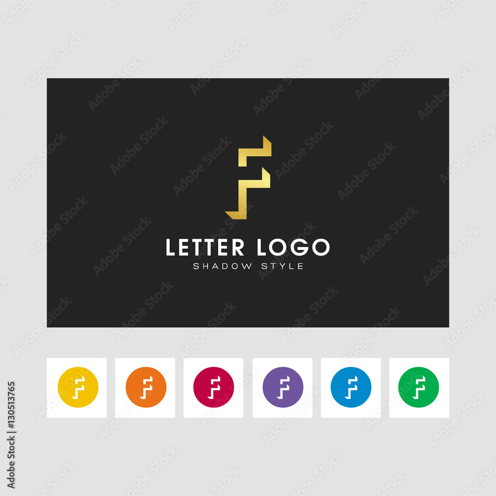 F shadow letter logo. gold color and some other colors Stock Vector ...