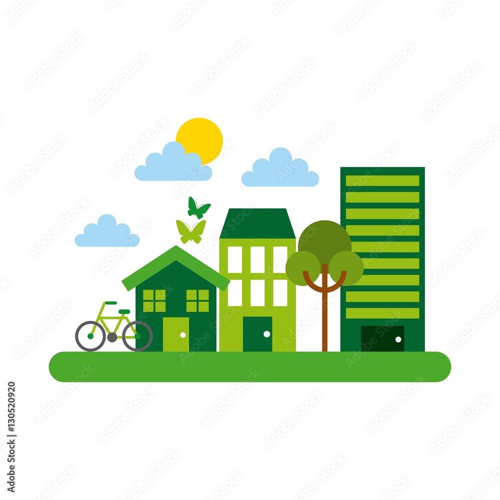 green city icon over white background. colorful design. vector ...