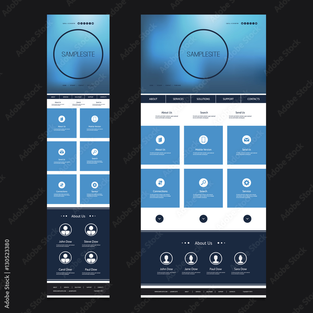 Responsive One Page Website Template with Blurred Background - Desktop ...