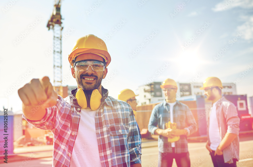 builders pointing finger at you on construction Stock Photo | Adobe Stock