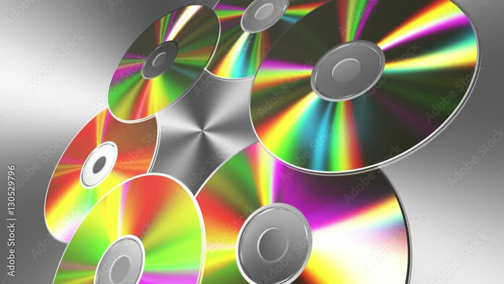 Rotating CD-DVD Discs Over Metal Background. 4K. 3840x2160. Seamless ...