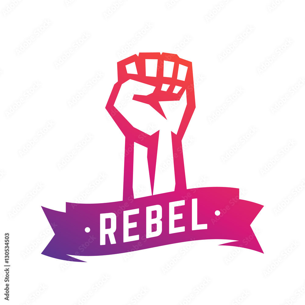 Rebel, revolt symbol, fist held high in protest, raised hand isolated ...
