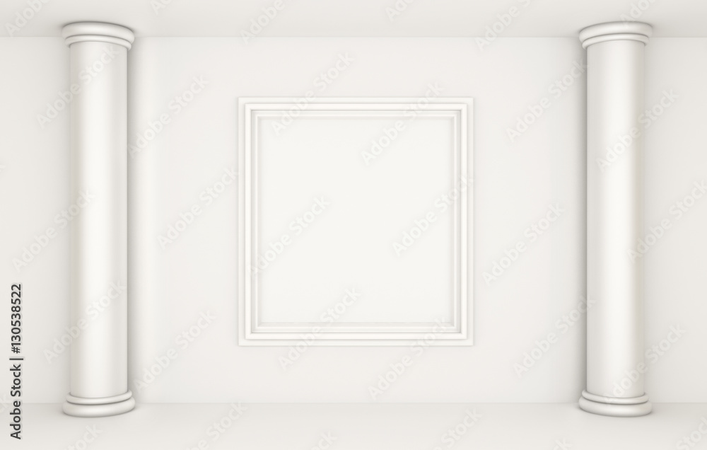 White background with columns and frame Stock Illustration | Adobe Stock