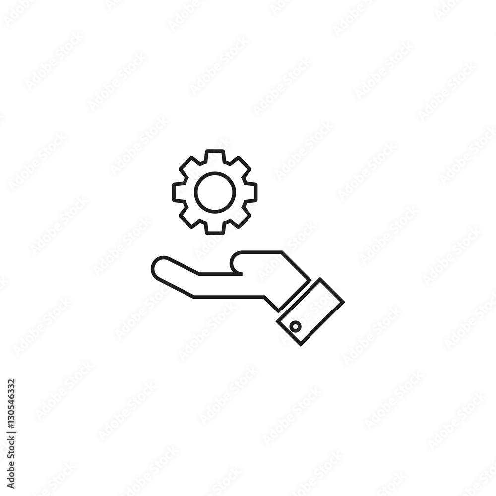 hand holding gear outline icon vector sign Stock Vector | Adobe Stock