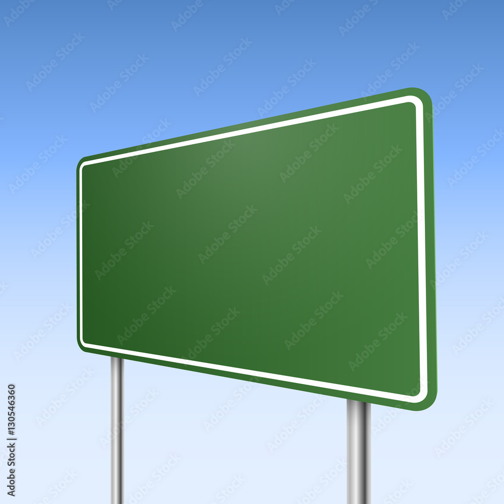 Big green direction road sign with blue sky background. Stock Vector ...